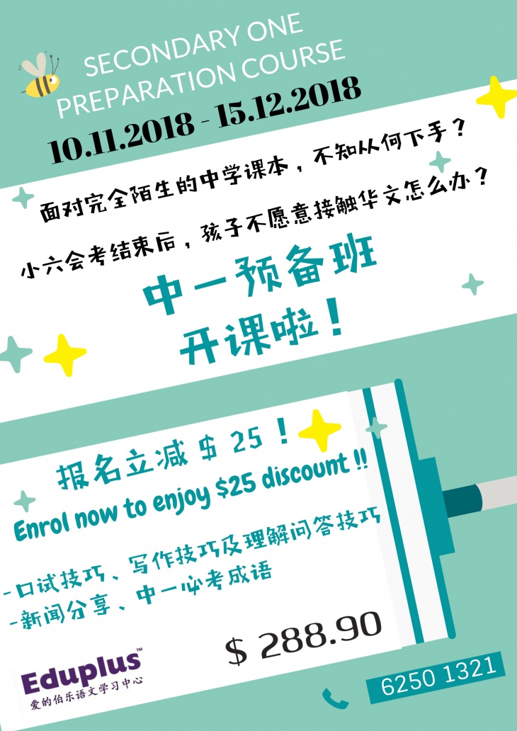 Secondary One Preparation Course (Chinese) | Tickikids Singapore