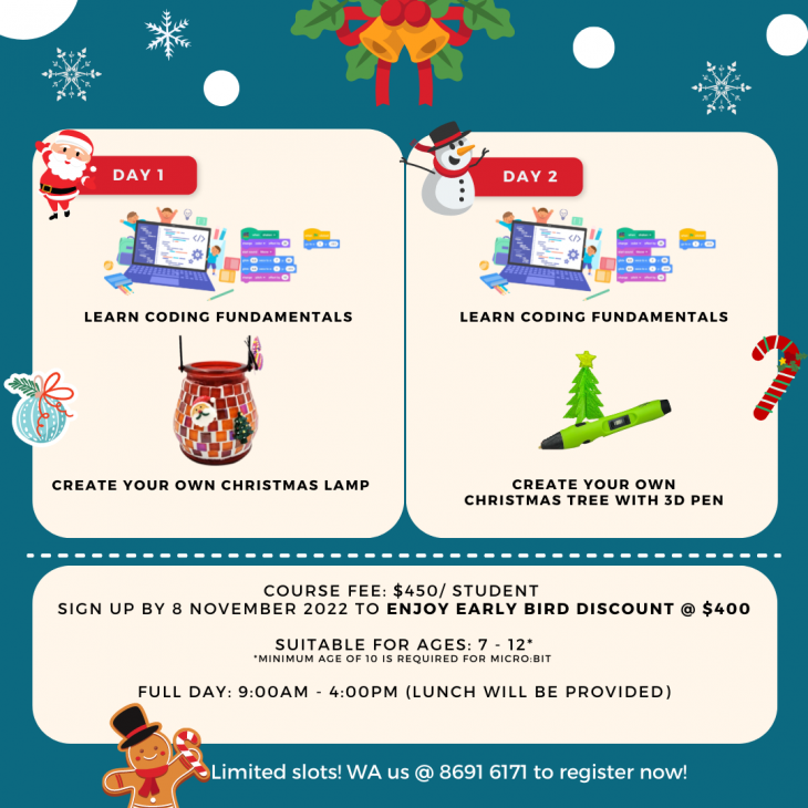 2-Day Christmas Code & Craft Camp | Tickikids Singapore